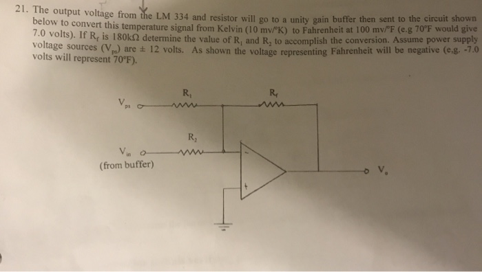 Solved 21. The output voltage from the LM 334 and resistor | Chegg.com