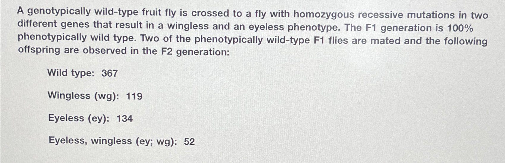 Solved A genotypically wild-type fruit fly is crossed to a | Chegg.com Solved A genotypically wild-type fruit fly is crossed to a | Chegg.com