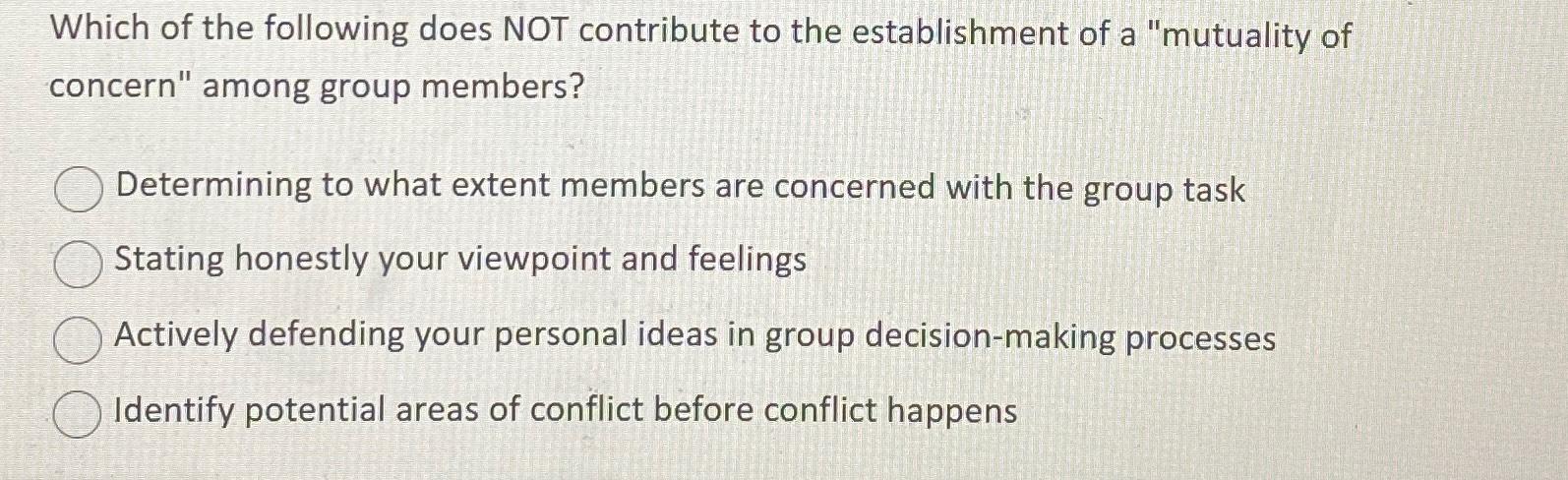 Solved Which of the following does NOT contribute to the | Chegg.com