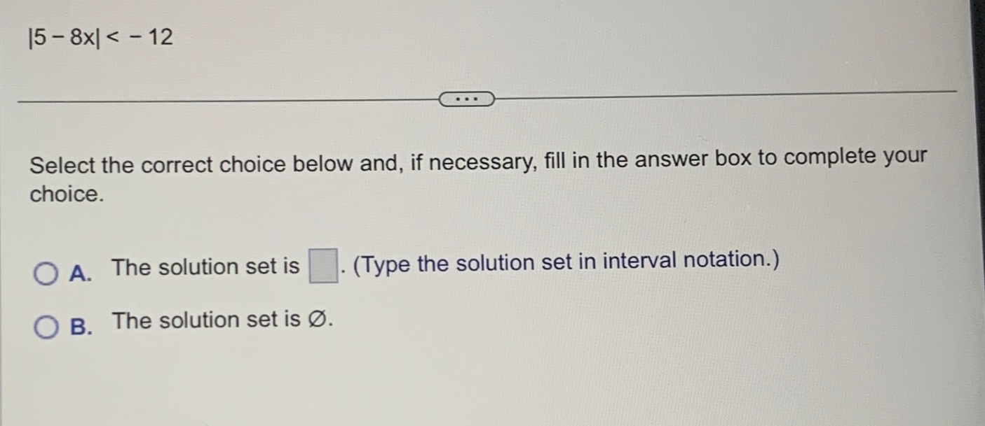 Solved |5-8x|