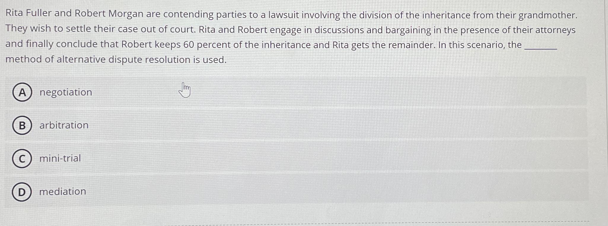 Solved Rita Fuller and Robert Morgan are contending parties | Chegg.com