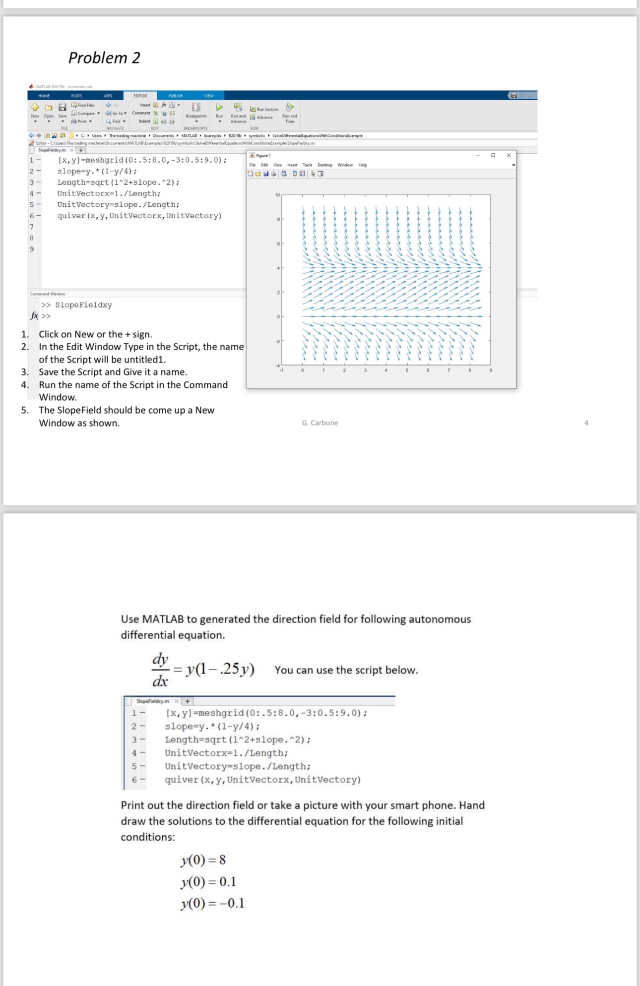 Solved Problem 2Slopefieldim.m x+[x,y]= ﻿meshgrid | Chegg.com