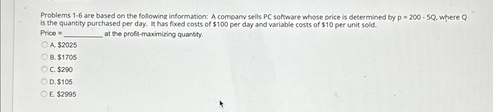 Solved Problems 1-6 ﻿are based on the following information: | Chegg.com