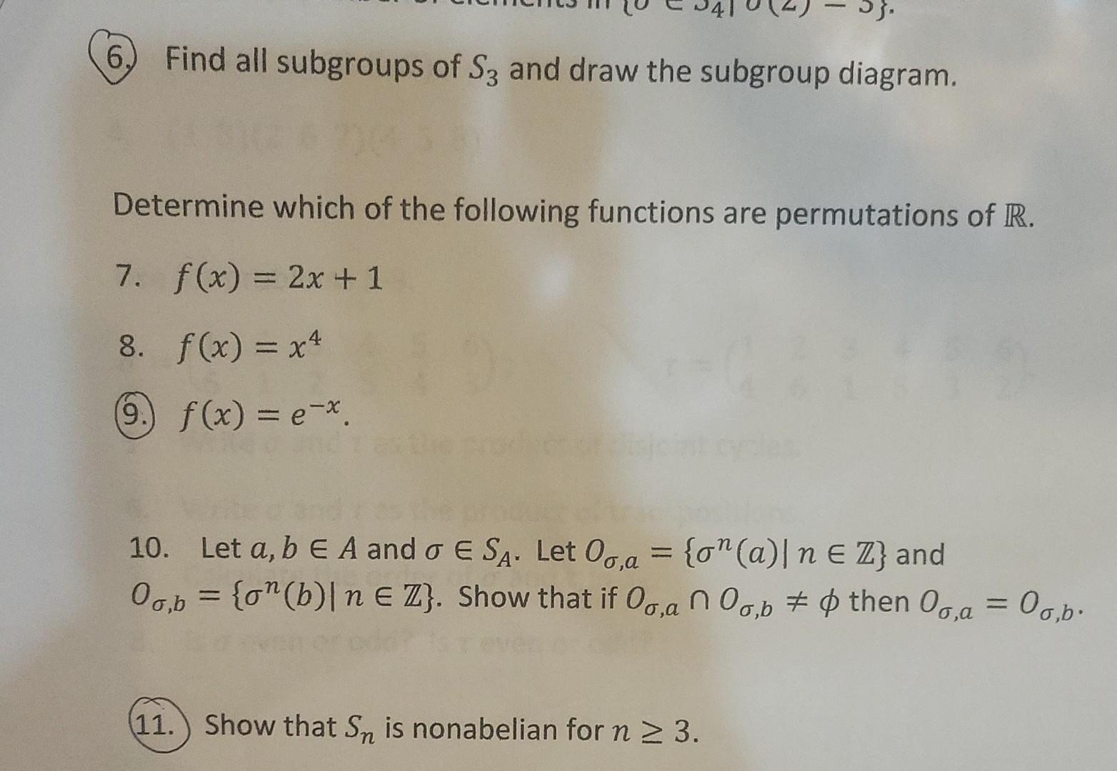 Solved 6. Find all subgroups of S3 and draw the subgroup | Chegg.com