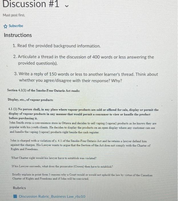 Must post first Subscribe Instructions 1. Read the | Chegg.com