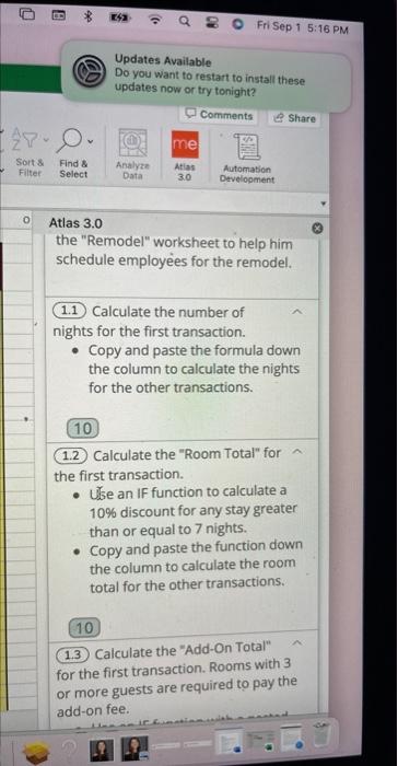 Solved (1.1) Calculate the number of nights for the first | Chegg.com