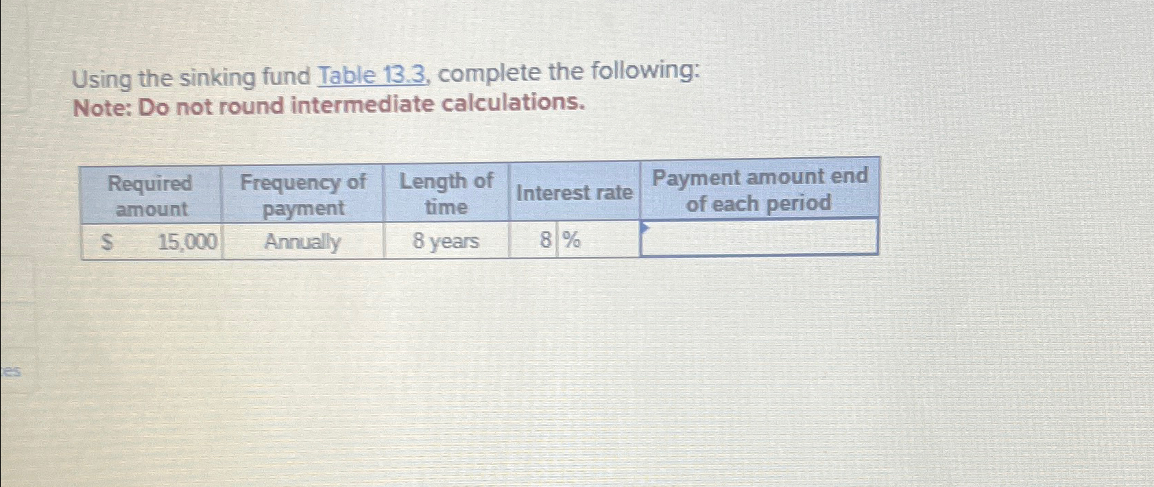 Solved Using the sinking fund Table 13.3, ﻿complete the | Chegg.com