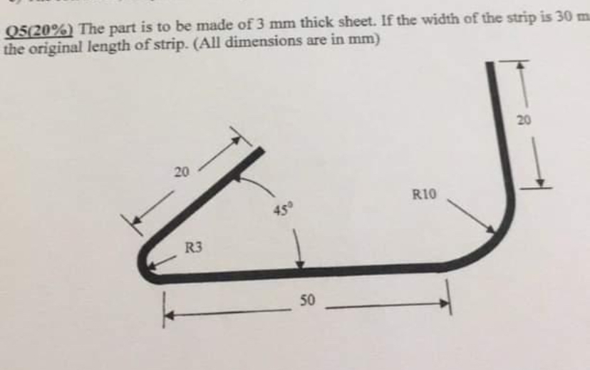 Solved O5( 20% ) ﻿The part is to be made of 3 ﻿mm thick | Chegg.com