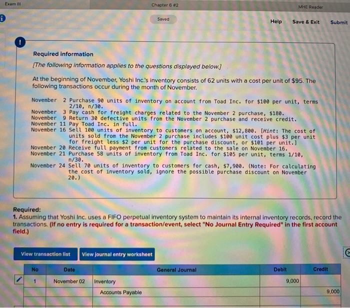 Solved Exam II Chapter 6 #2 MHE Reader Saved Help Save & | Chegg.com