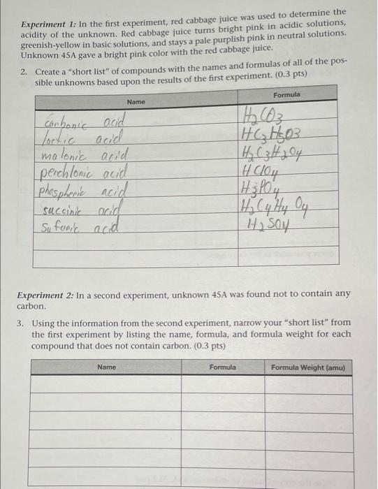 Solved PART 2. IDENTIFYING AN UNKNOWN ACIDIC, BASIC, OR | Chegg.com