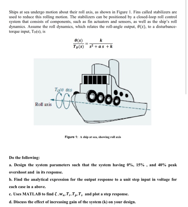 Solved Ships at sea undergo motion about their roll axis, as | Chegg.com