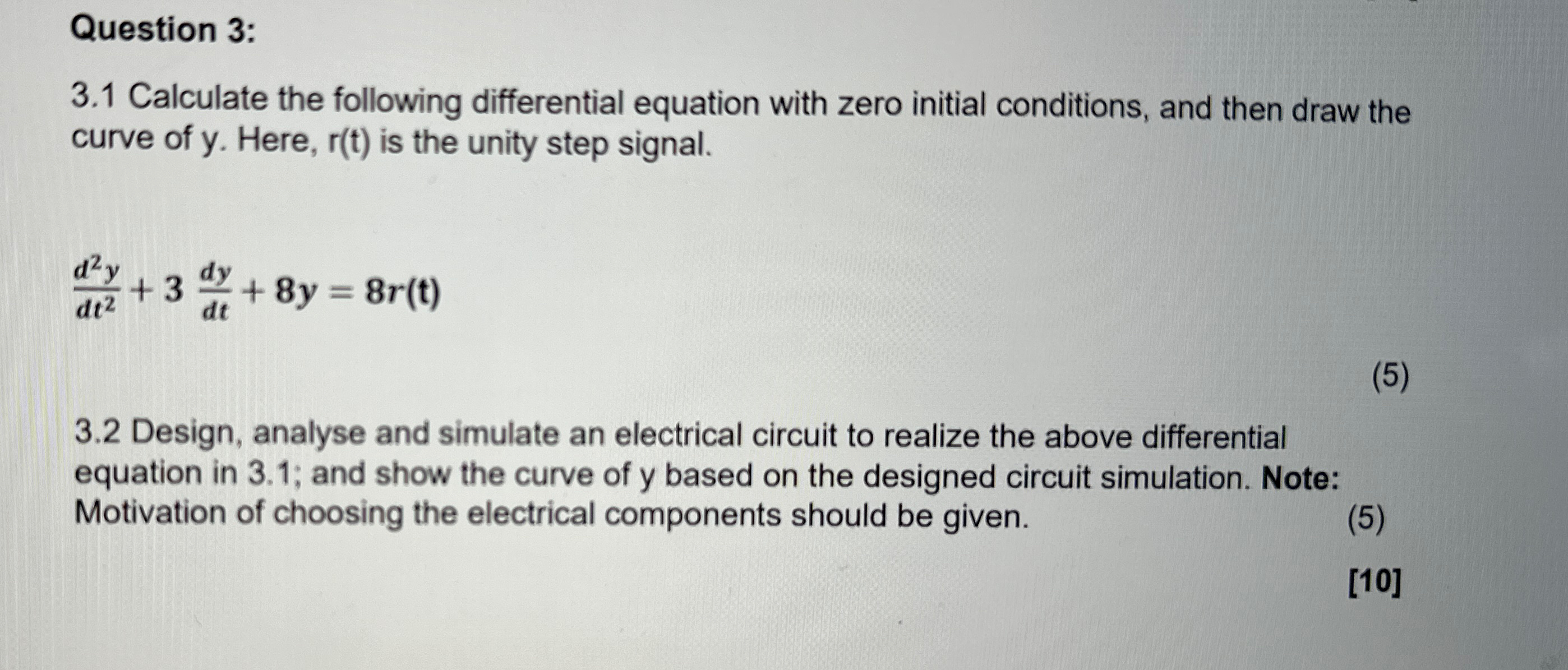 Solved Question 3:3.1 ﻿Calculate the following differential | Chegg.com