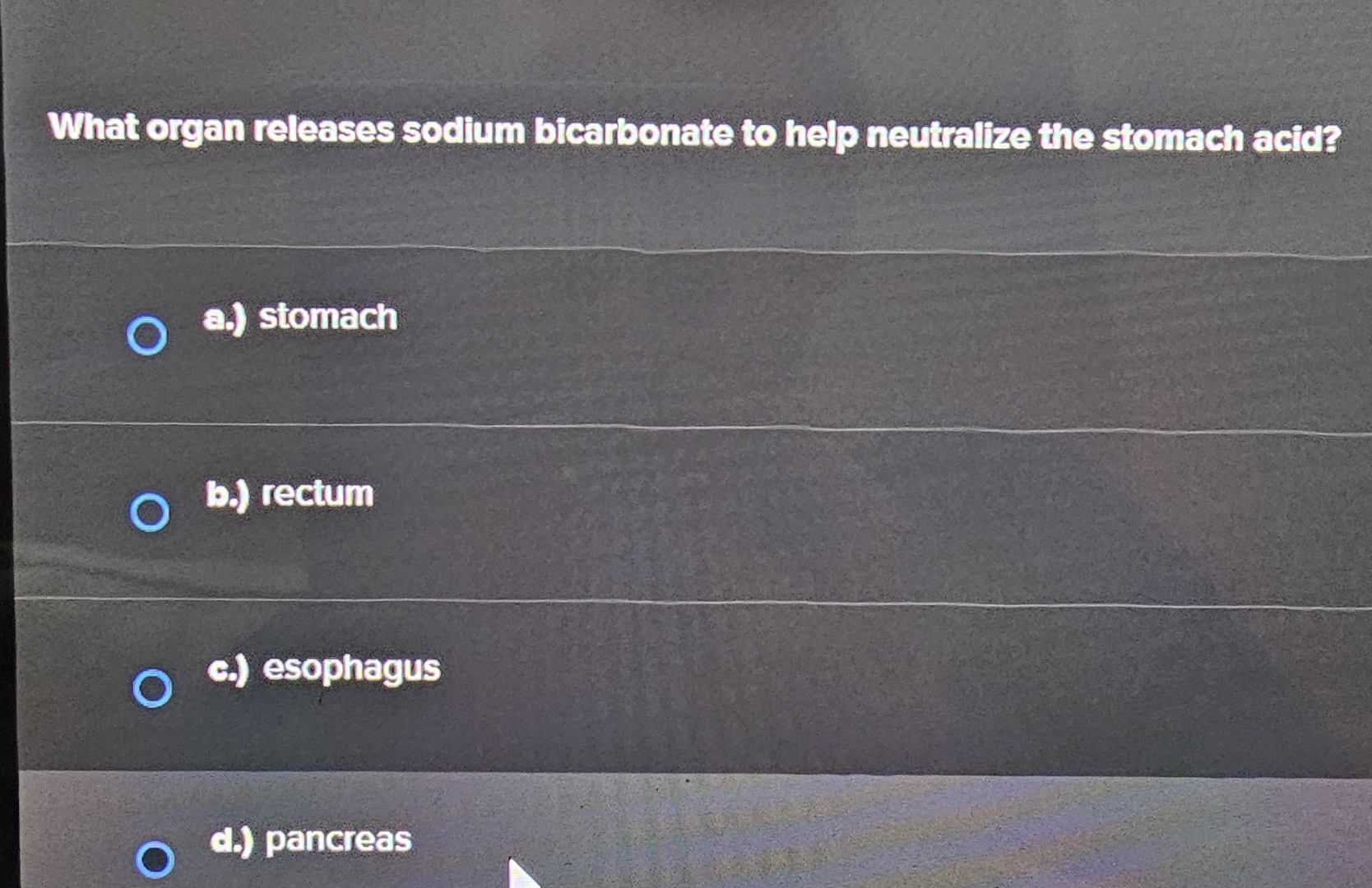 Solved What organ releases sodium bicarbonate to help | Chegg.com
