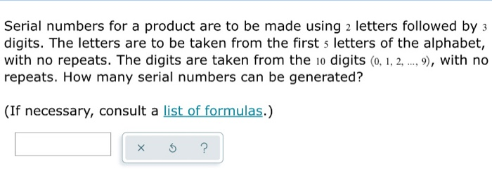 Solved Serial numbers for a product are to be made using 2 | Chegg.com