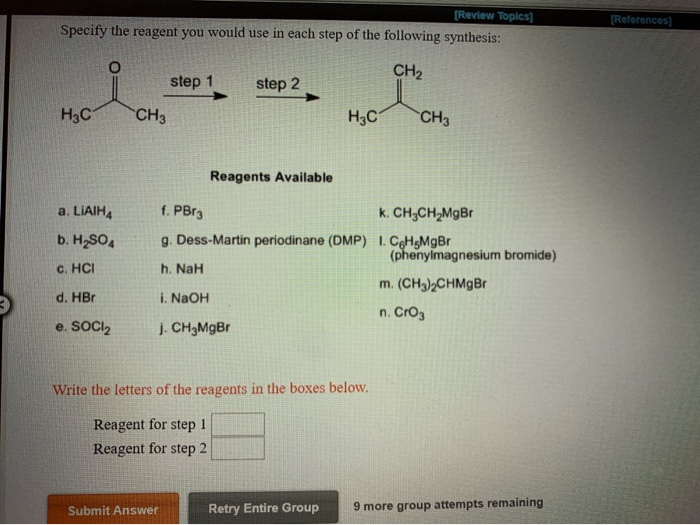 Solved [Review Topics] Specify the reagent you would use in | Chegg.com