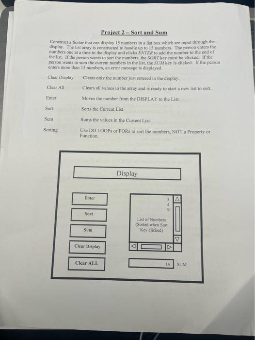 Solved Proiect 2 - Sort and Sum Construct a Sorter that can | Chegg.com