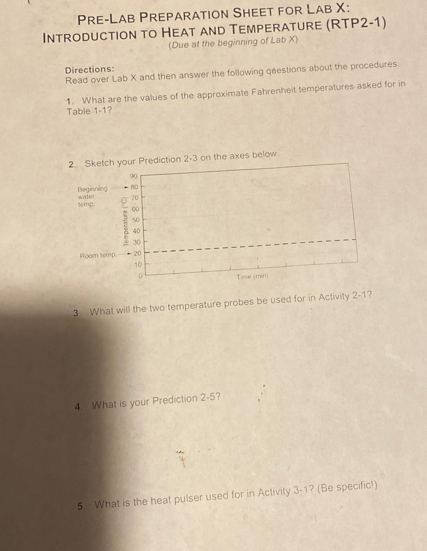 PRE-LAB PREPARATION SHEET FOR LAB X:INTRODUCTION TO | Chegg.com