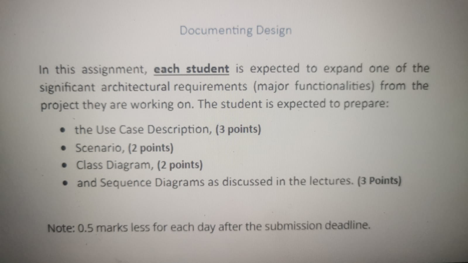 Solved Documenting DesignIn this assignment, each student is | Chegg.com