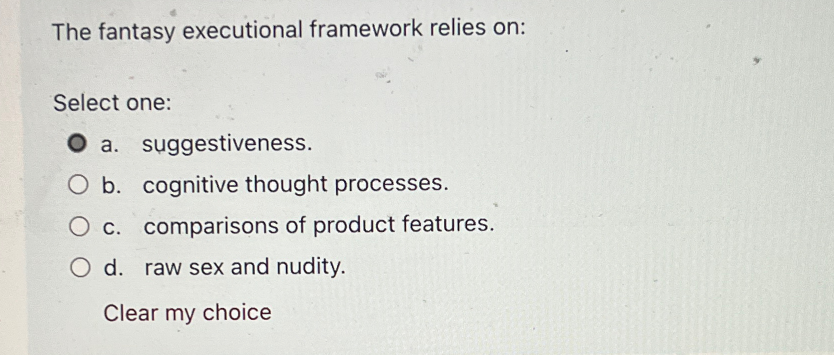 Solved The fantasy executional framework relies on:Select | Chegg.com