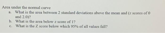 Solved Area under the normal curve a. What is the area | Chegg.com