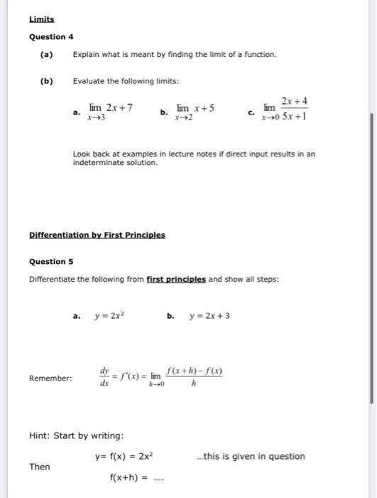 Solved Limits Question 4 (a) Explain what is meant by | Chegg.com