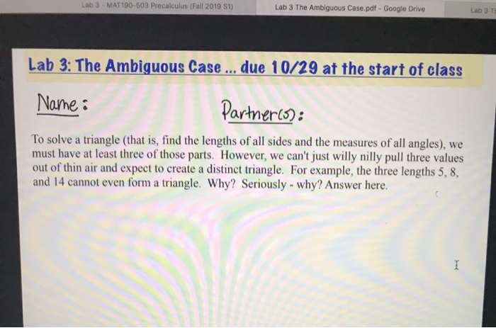 Solved The Ambiguous Case of SSA When we are given three | Chegg.com