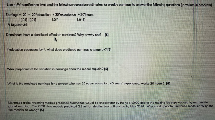 Solved Use a 5% significance level and the following | Chegg.com