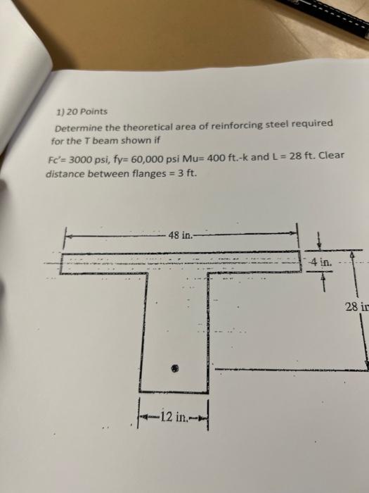Solved 1) 20 Points Determine the theoretical area of | Chegg.com