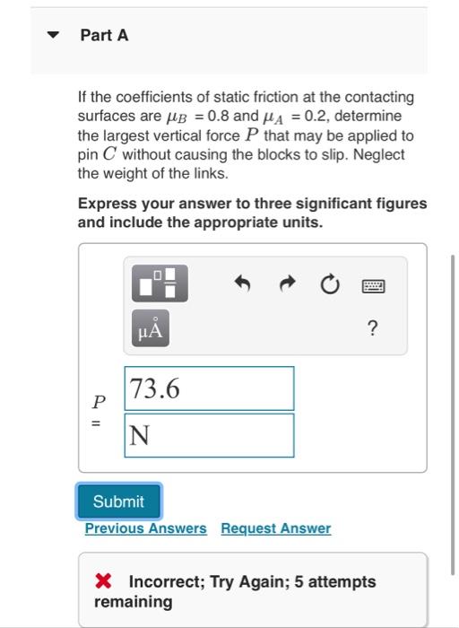 Solved Two Blocks A And B Each Having A Mass Of 7 5 Kg Are