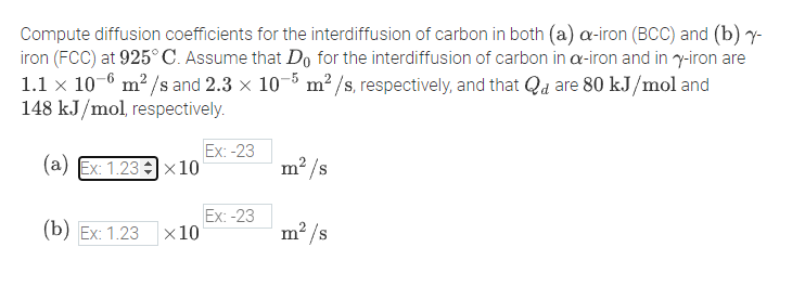 Solved Compute diffusion coefficients for the interdiffusion | Chegg.com