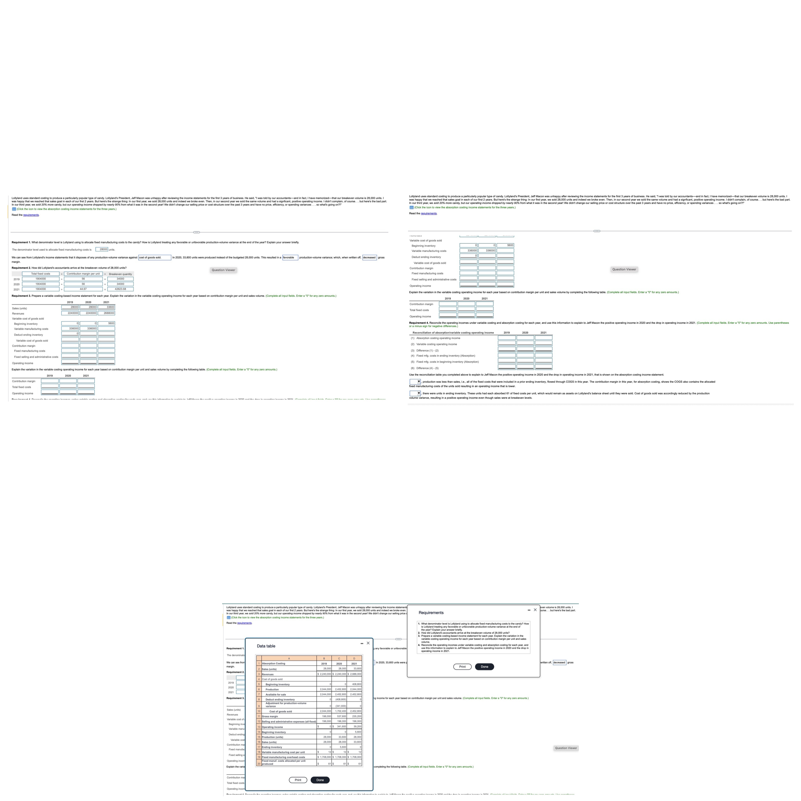 Solved ]):} ﻿(1) ﻿Absorption costing operating income ﻿(2) | Chegg.com