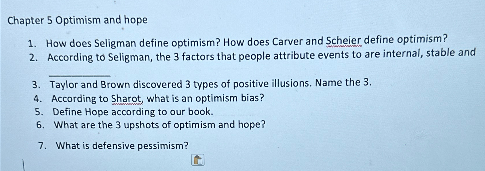 Solved Chapter 5 ﻿Optimism and hopeHow does Seligman define | Chegg.com