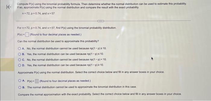 Solved Compute P(x) using the binomial probability formula. | Chegg.com