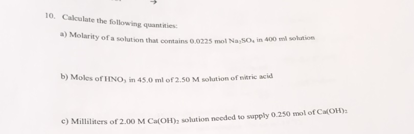 Solved Calculate the following quantities:a) ﻿Molarity of a | Chegg.com