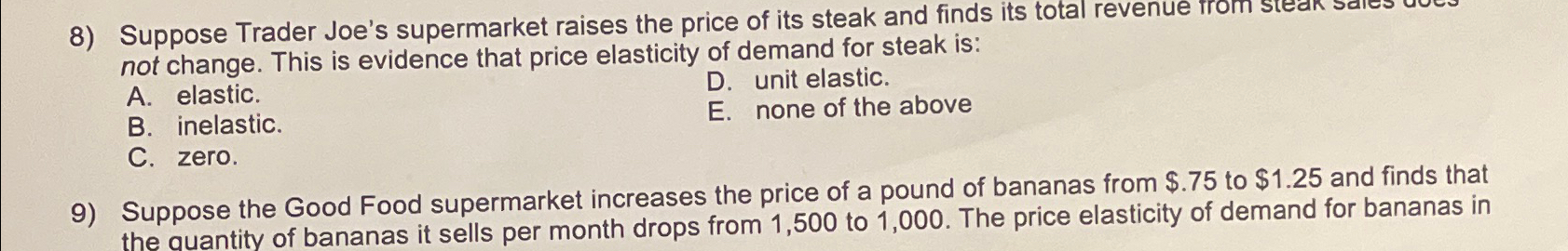 Solved Suppose Trader Joe's supermarket raises the price of | Chegg.com