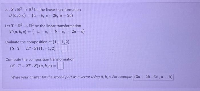 Solved Let S:R3→R3 be the linear transformation | Chegg.com