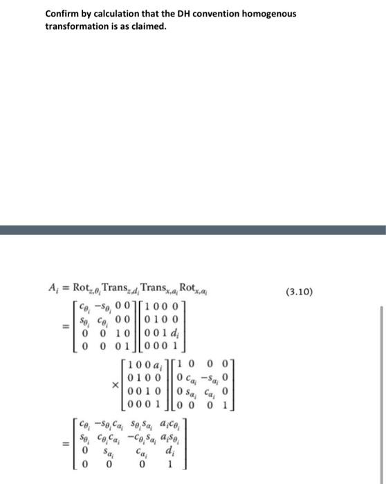 Solved Confirm by calculation that the DH convention | Chegg.com