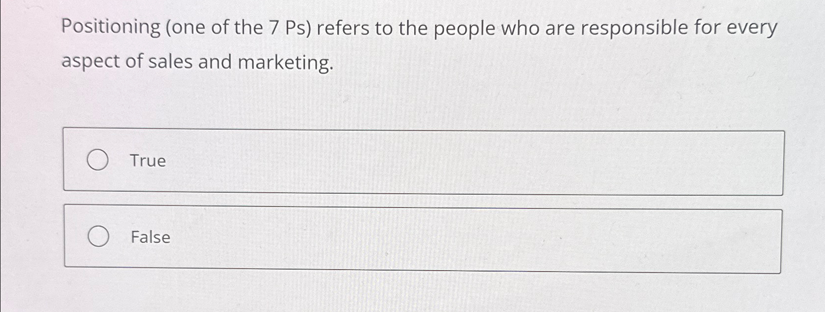 Solved Positioning (one of the 7Ps ) ﻿refers to the people | Chegg.com