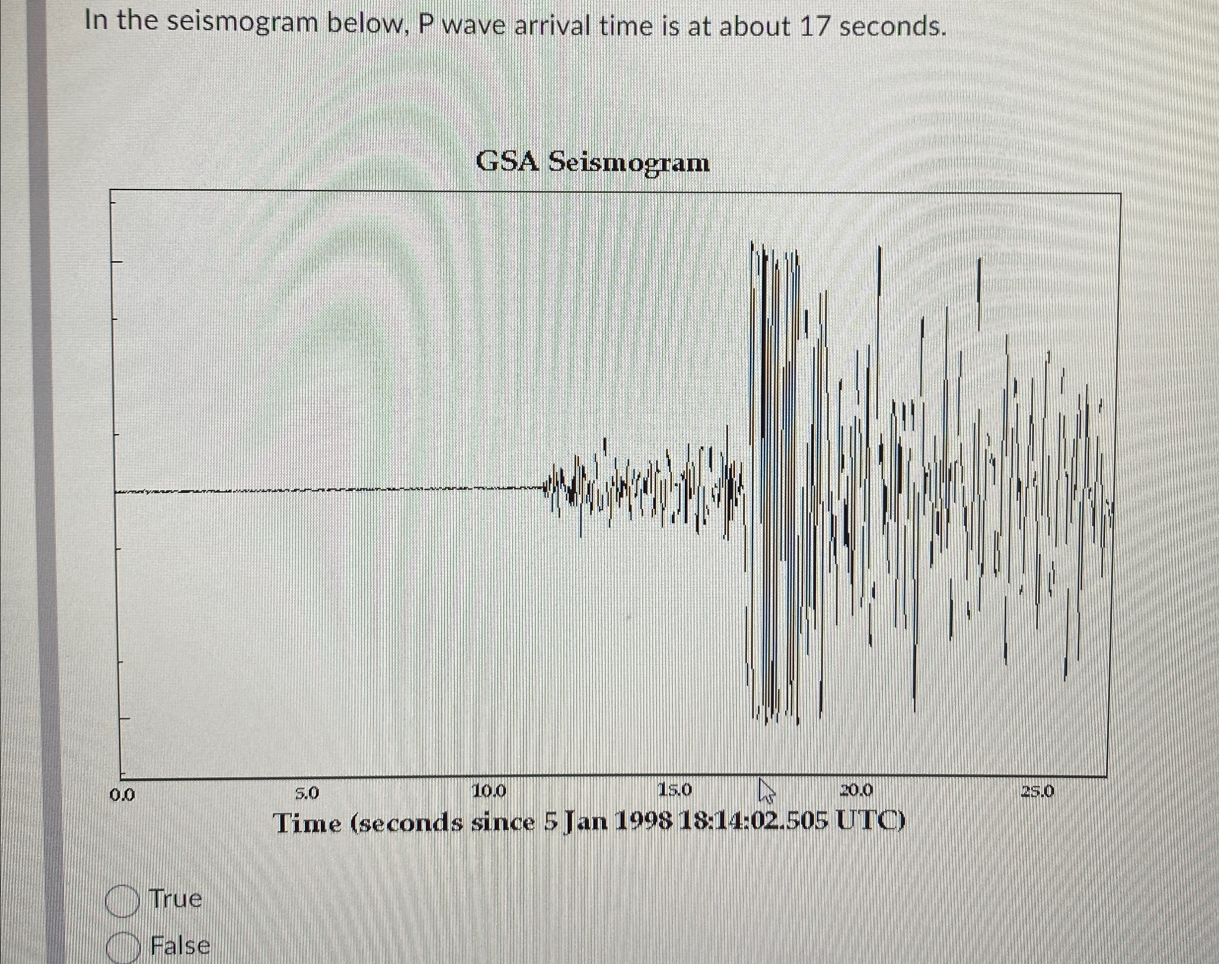Solved In the seismogram below, P wave arrival time is at | Chegg.com