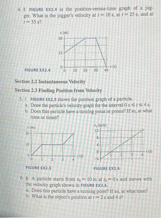 Solved 4. I FIGURE EX2.4 is the position-versus-time graph | Chegg.com