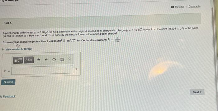 Solved Review Constants Part A A point charge with charge | Chegg.com
