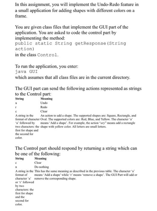 Solved In This Assignment You Will Implement The Undo Redo 5615