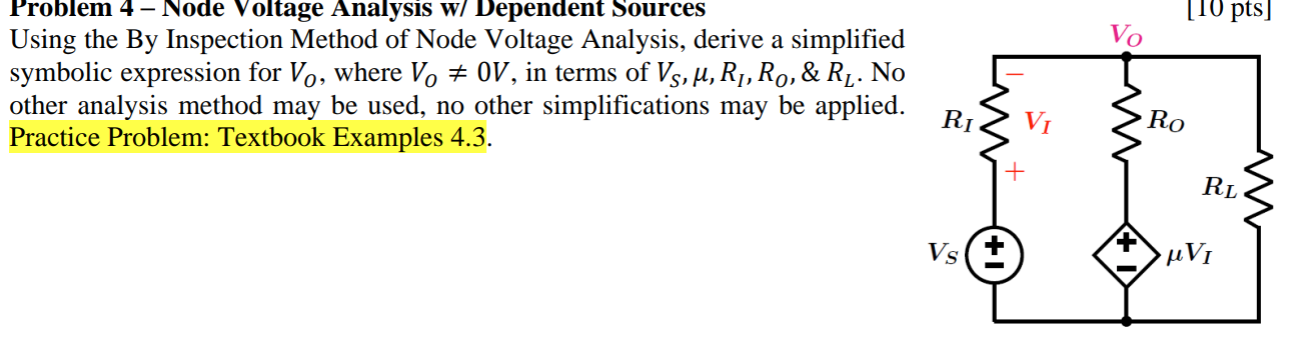 Solved Problem 4 - ﻿Node Voltage Analysis w/Dependent | Chegg.com