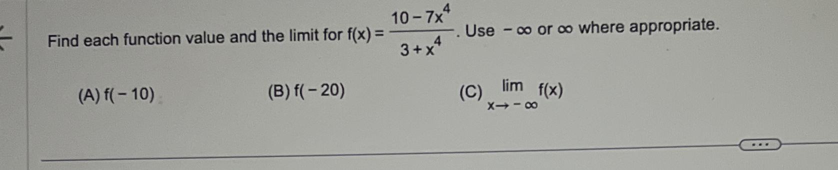 Solved Find each function value and the limit for | Chegg.com