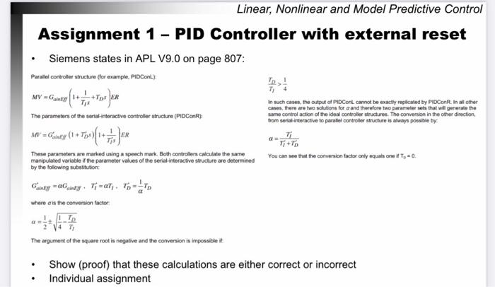 Solved PID-Controller with External ResetLinear, Nonlinear | Chegg.com