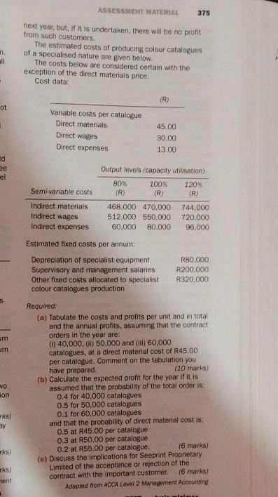 Solved Advanced: Preparation of project statements for | Chegg.com