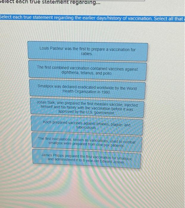 Solved select each true statement regarding... Select each | Chegg.com