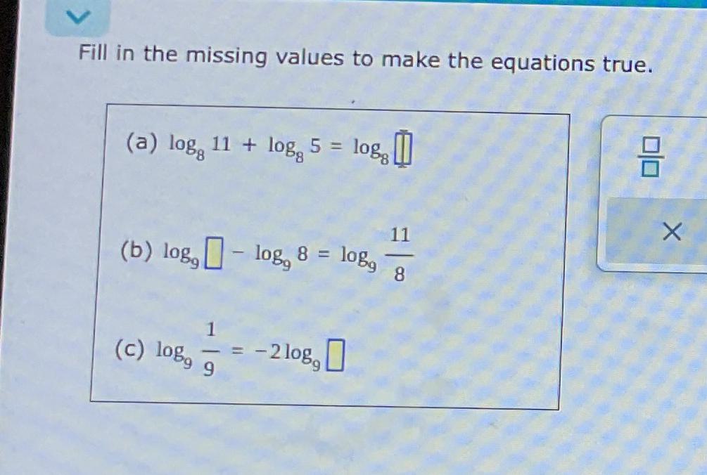 Solved Fill in the missing values to make the equations | Chegg.com