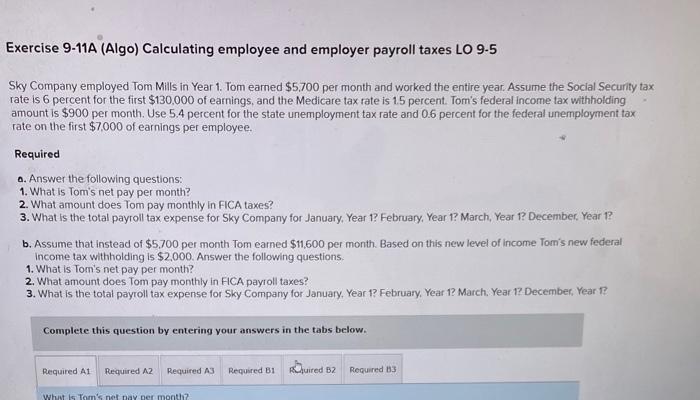 Solved Exercise 9-11A (Algo) Calculating employee and | Chegg.com