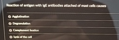 Solved Reaction of antigen with lgE antibodles attached of | Chegg.com